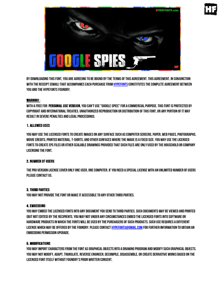 EULA Google Spies - Read Before Use | PDF | Private Law | Business Law