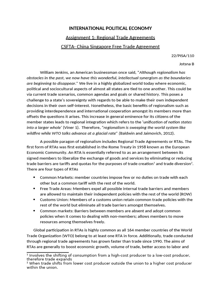 China Singapore Free Trade Agreement | PDF | World Politics | Singapore