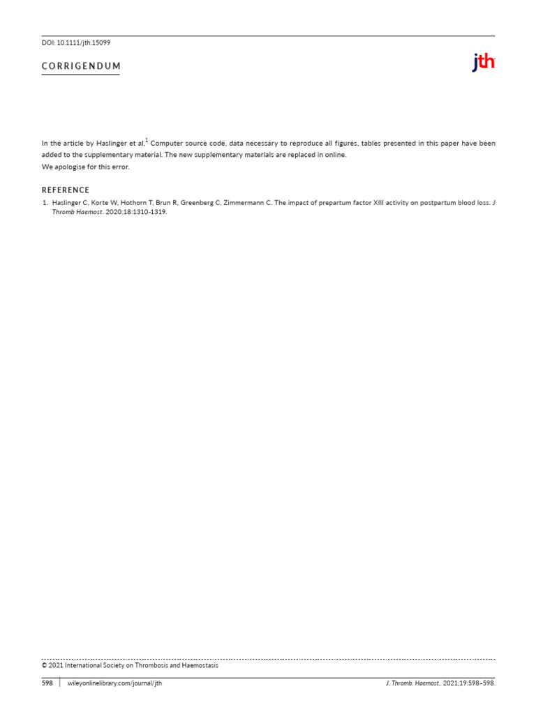 Corrigendum Jtha | PDF