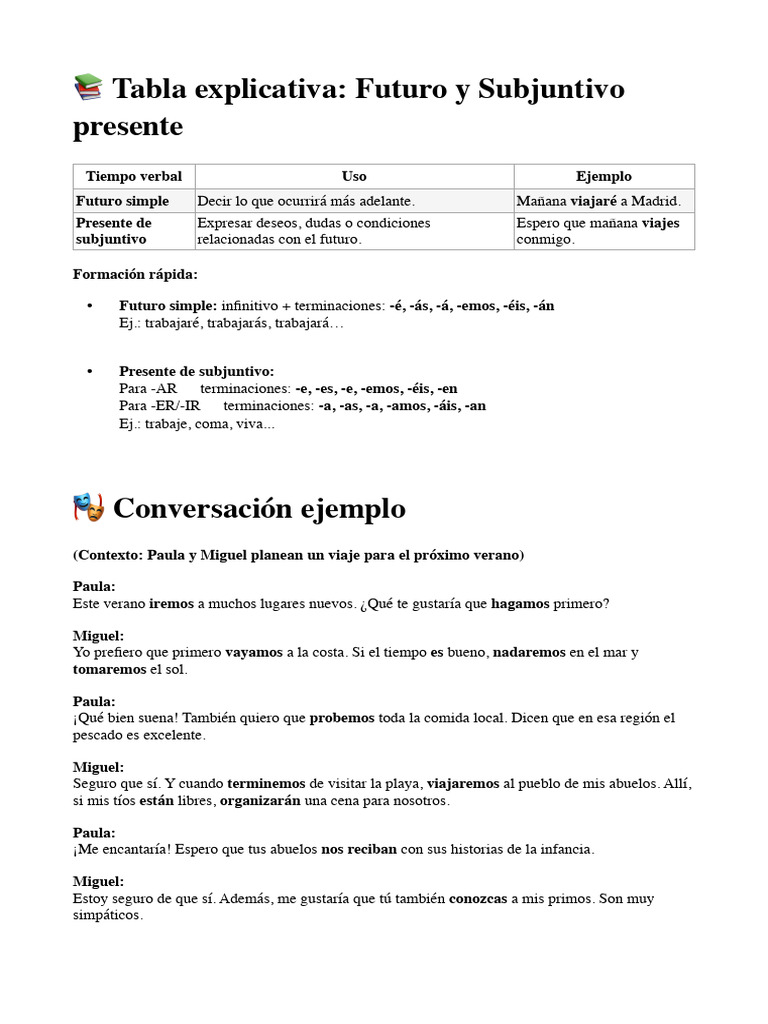 Futuro y Subjuntivo en Español | PDF