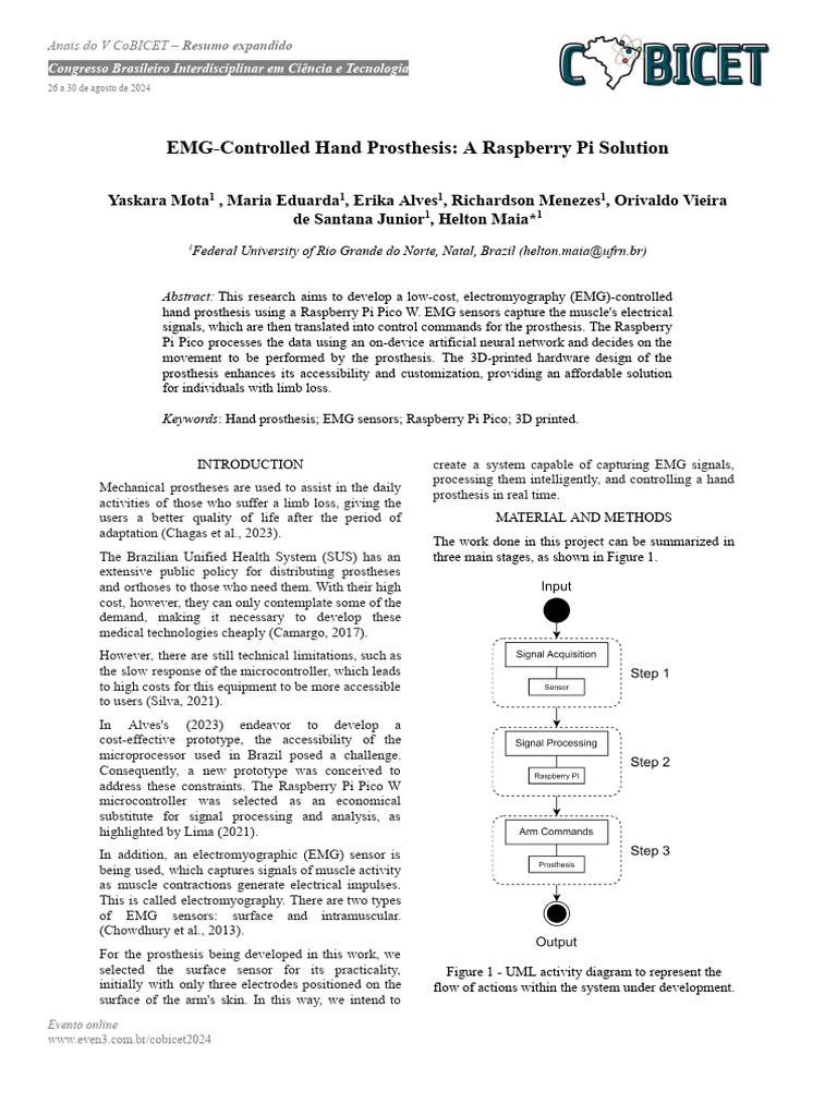 EMG-Controlled Hand Prosthesis - A Raspberry Pi Solution | PDF ...