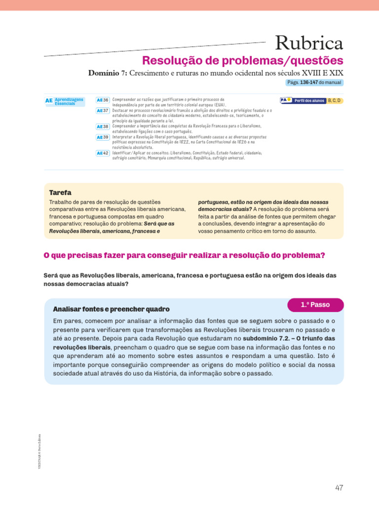 Vhist8 Avaliacao Rubricas Resolucao Problemas | PDF | Liberalismo | Os Estados Unidos