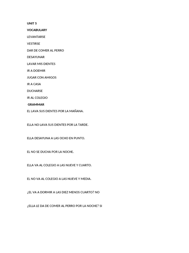 Unit 5 Revision | PDF