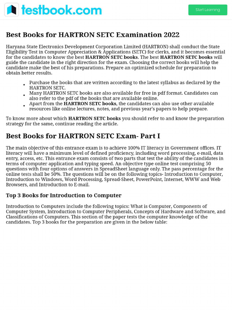 Best Books For HARTRON SETC Examination 2022 | PDF