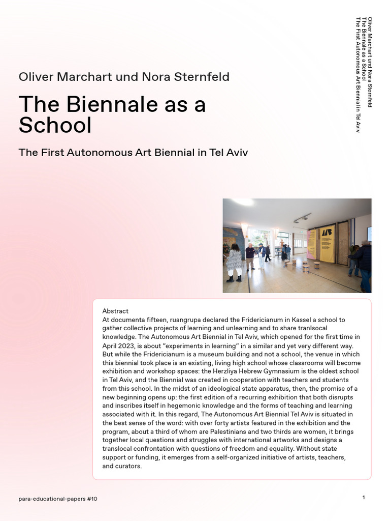 The Biennale as a School the First Auton | PDF | Israel | World Politics