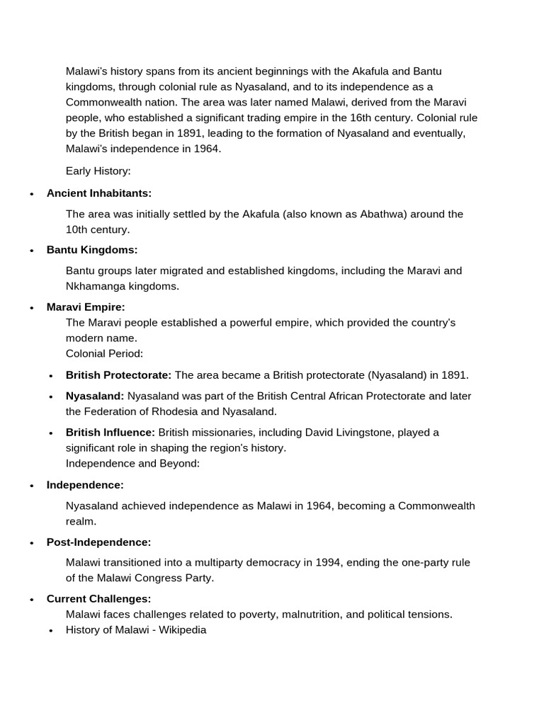 Malawi | PDF | Malawi | Forms Of Government