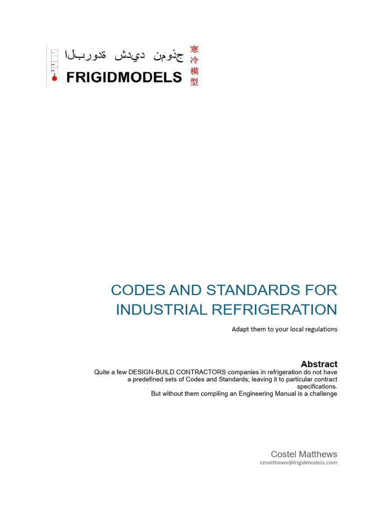 Codes and Standards For Industrial Refrigeration 1725248100 | PDF ...