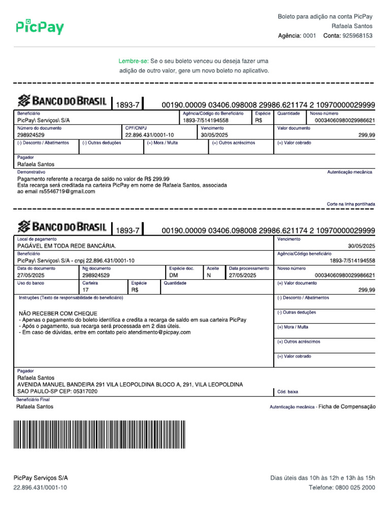 Boleto_Bancario_PicPay_298924529 | PDF