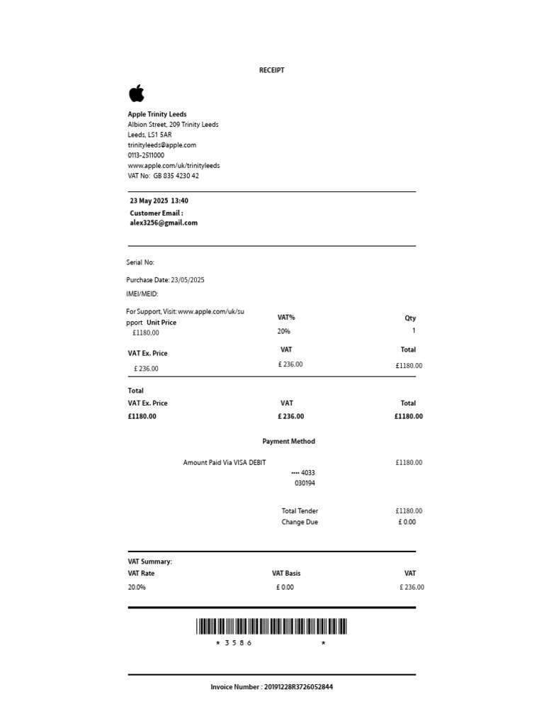 Albion Street, 209 Trinity Leeds Leeds, LS1 5AR 0113-2511000 VAT No: GB ...