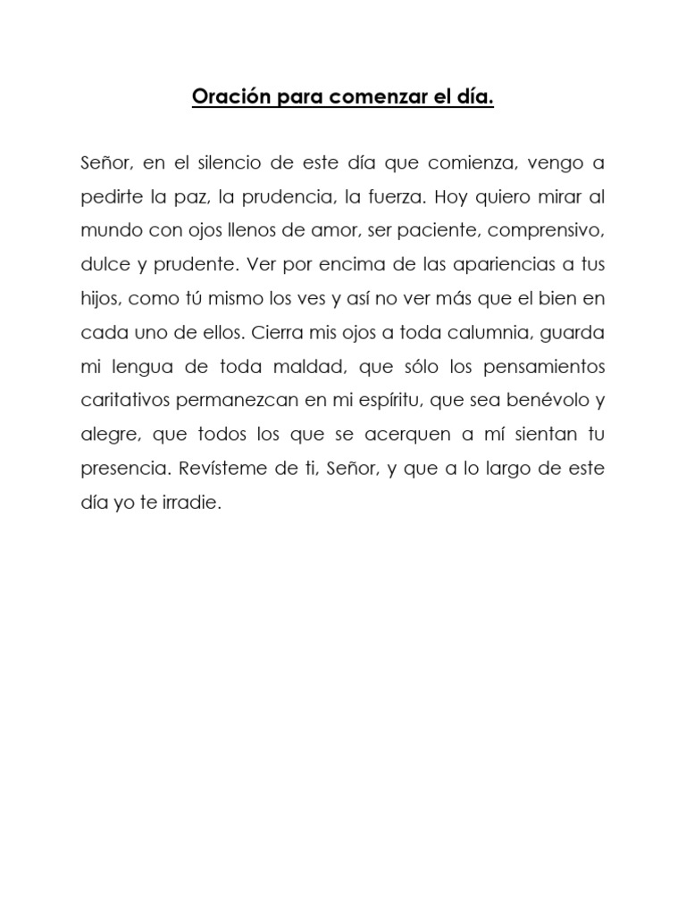 Oración para Comenzar El Día | PDF