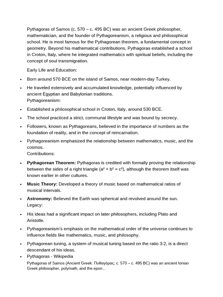 Pythagoras of Samos | PDF | Pythagoras | Mathematics