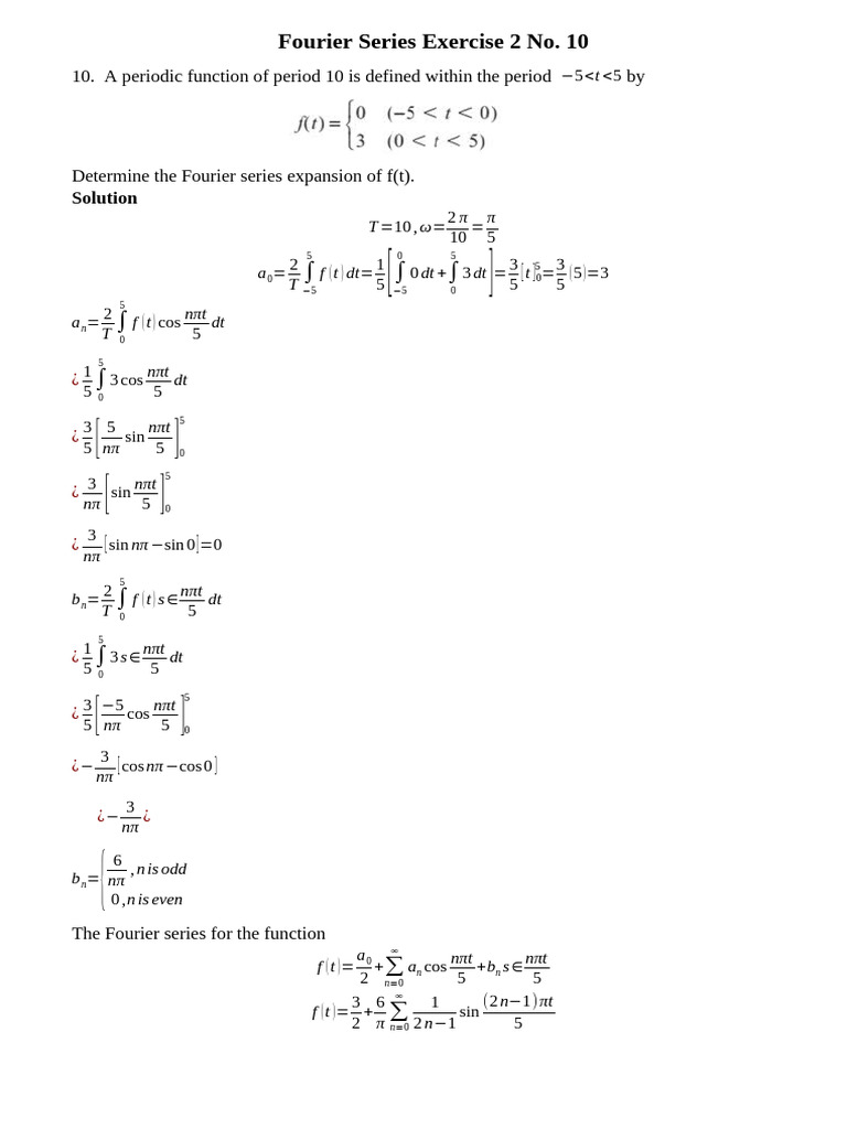 Solution of Ex 2 No.10 (FS) | PDF | Fourier Analysis | Harmonic Analysis