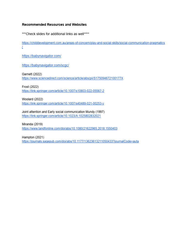Recommended Resources and Websites | PDF