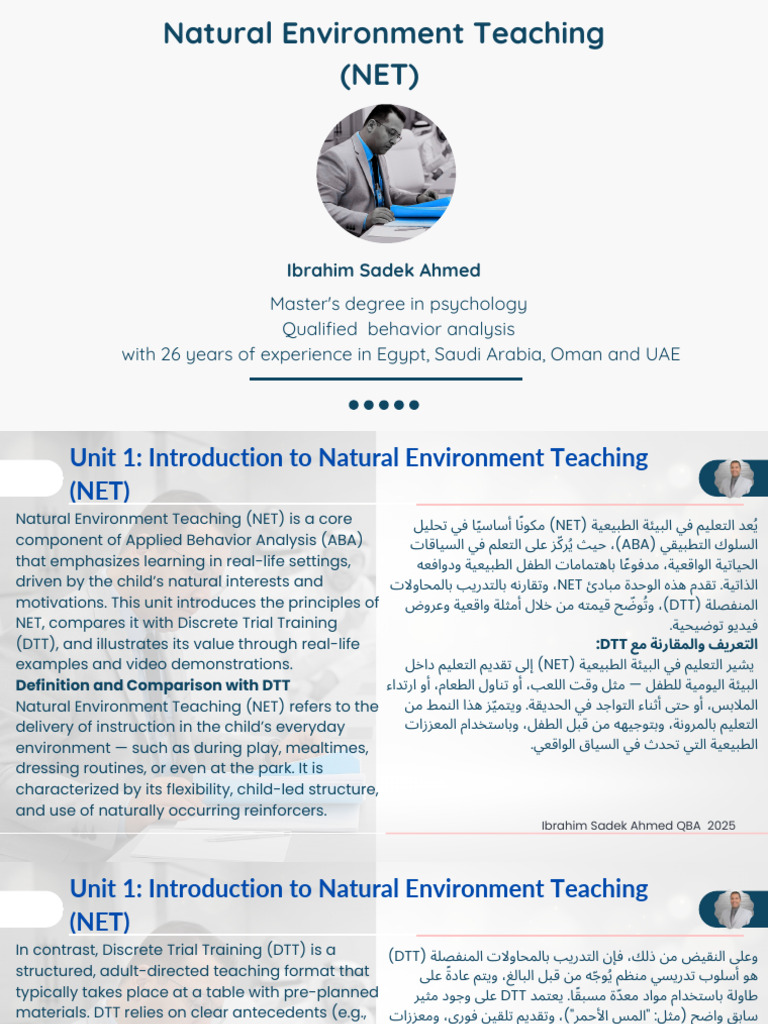 Natural Environment Teaching (NET) M 1 | PDF