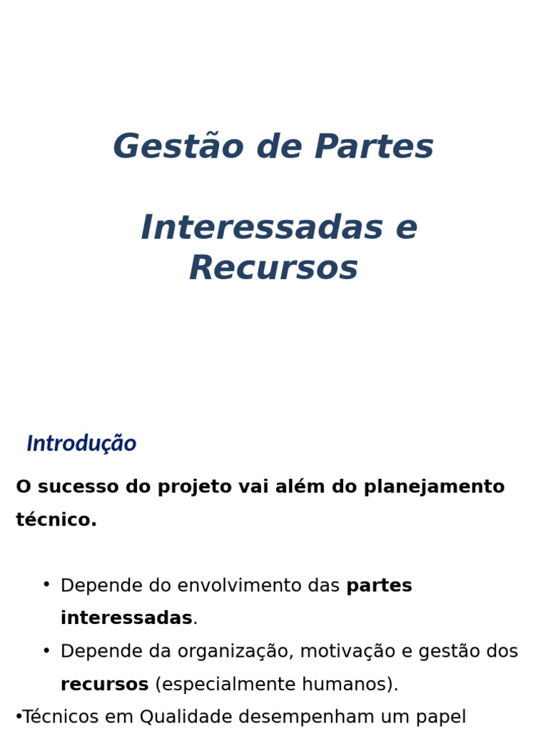 Apresentação Gestao Partes Interessadas Recursos | PDF | Partes ...
