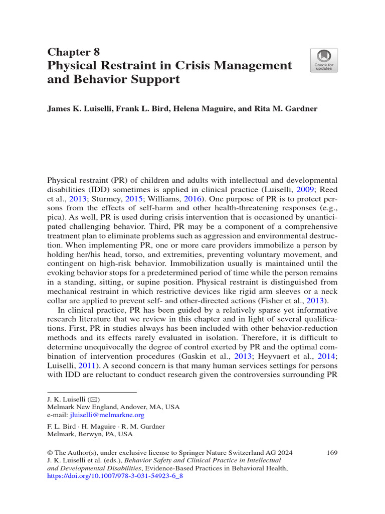 Restraint Training in IDD Crisis Management | PDF | Aggression ...