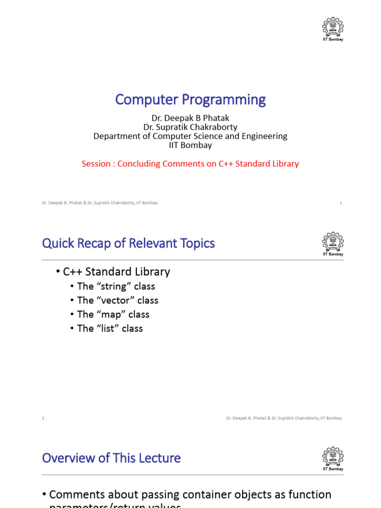 CS101x S454 Concluding Comments On C Plus Plus Standard Library | PDF | C++ | Computer Programming