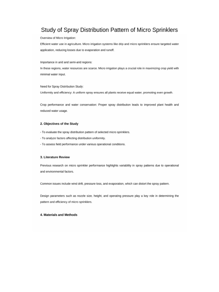 Spray Distribution Patterns of Micro Sprinklers | PDF
