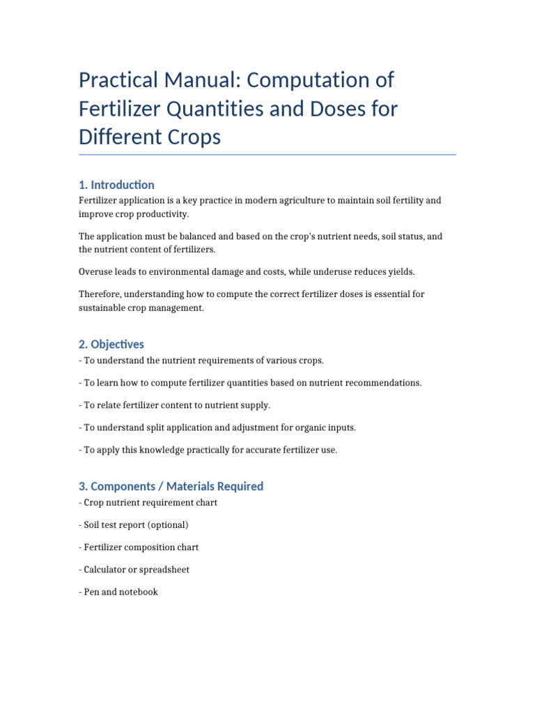 Fertilizer Computation Manual | PDF | Fertilizer | Soil