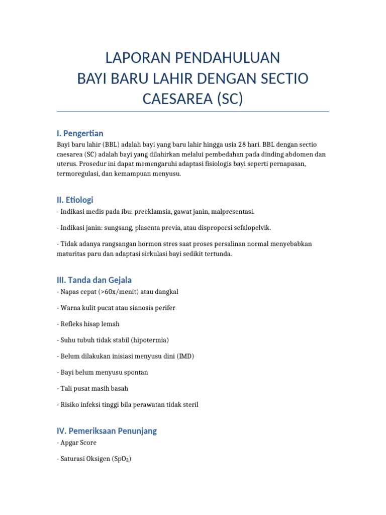 Laporan Pendahuluan BBL SC SDKI | PDF