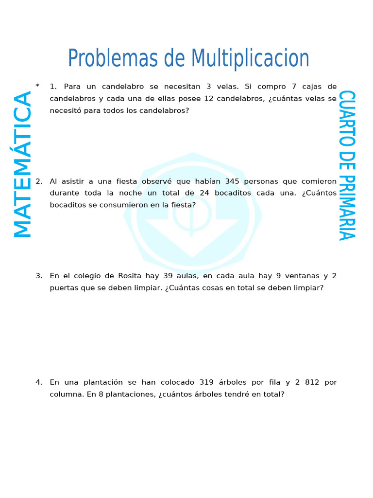 Problemas Mat Cuarto Grado | PDF