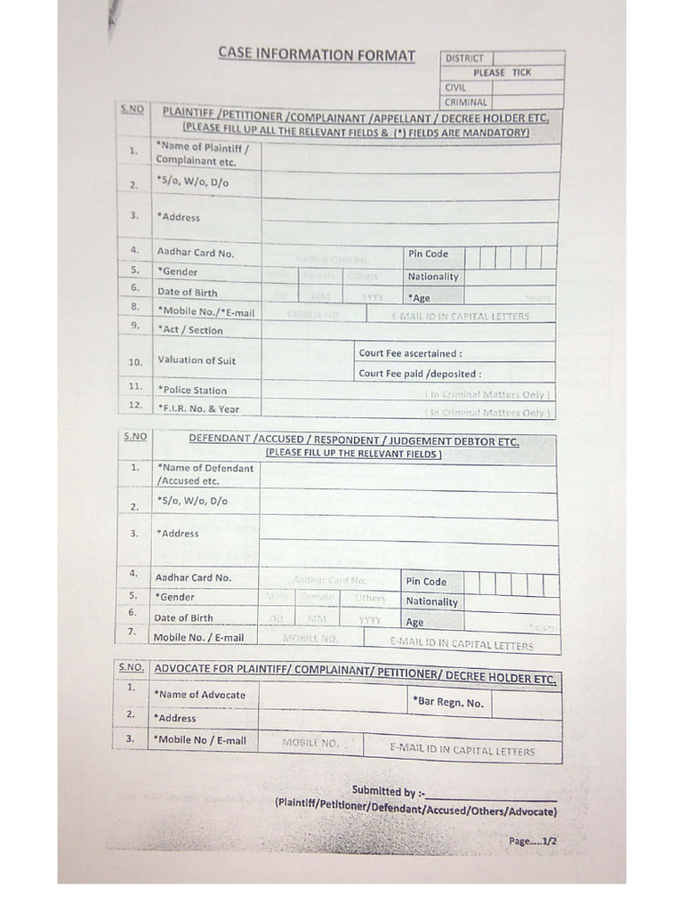 Case Information Format | PDF