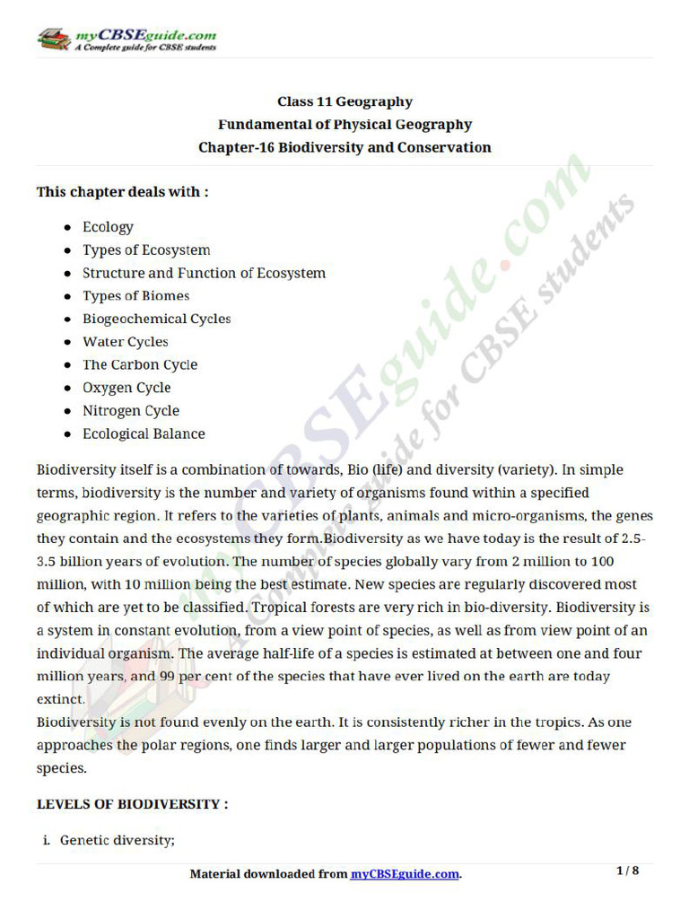 11 Ch16 Biodiversity | PDF