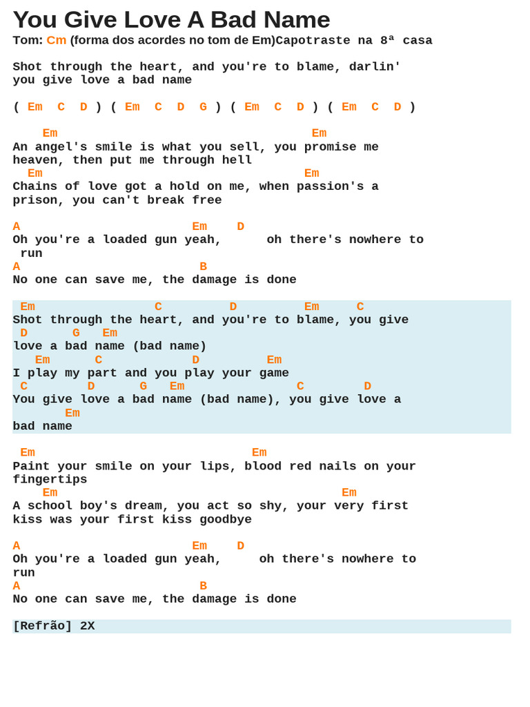 You Give Love A Bad Name | PDF