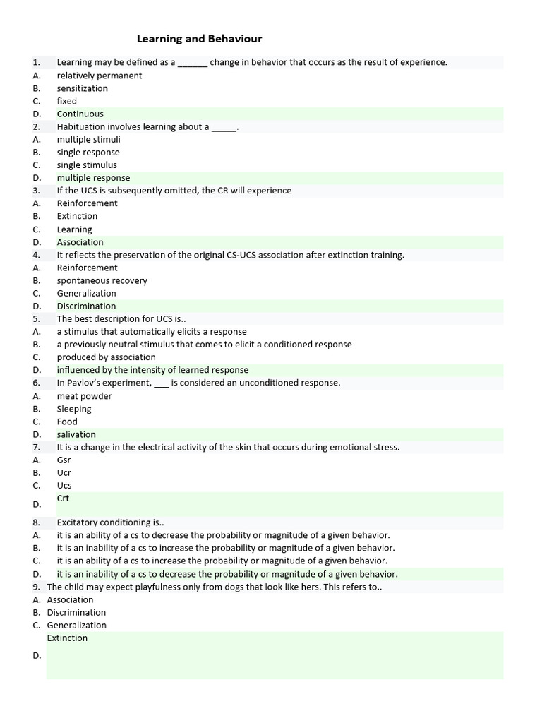 Learning and Behaviour | PDF | Classical Conditioning | Reinforcement