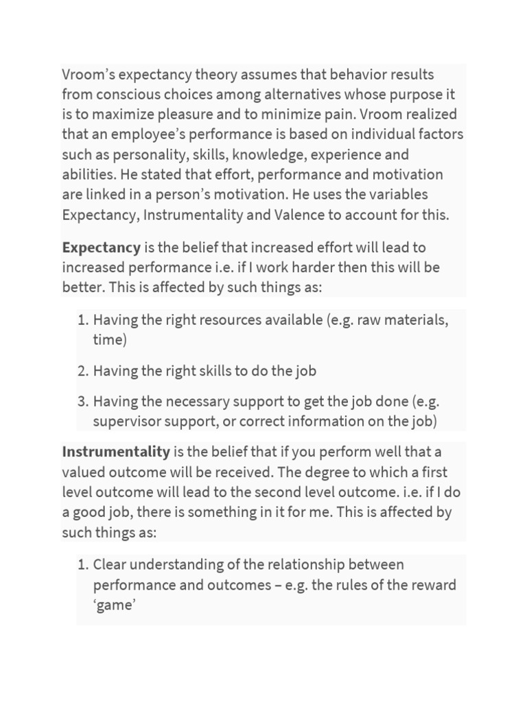 6 Expectancy Theory by Vrooms | PDF | Scientific Theories | Behavior ...