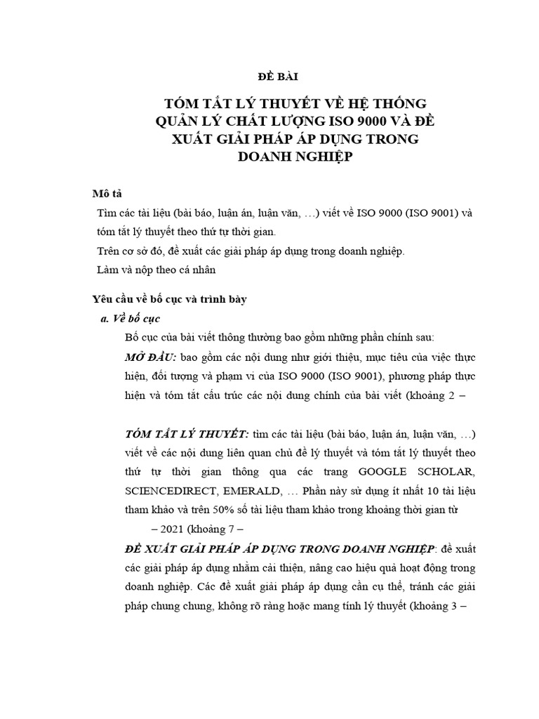 De Thi Ket Thuc Hoc Phan (Tlott) - CL1CL2K48 HTQLCL Iso 9000 | PDF