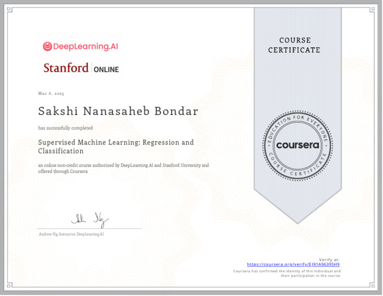 Supervised Machine Learning Coursera | PDF
