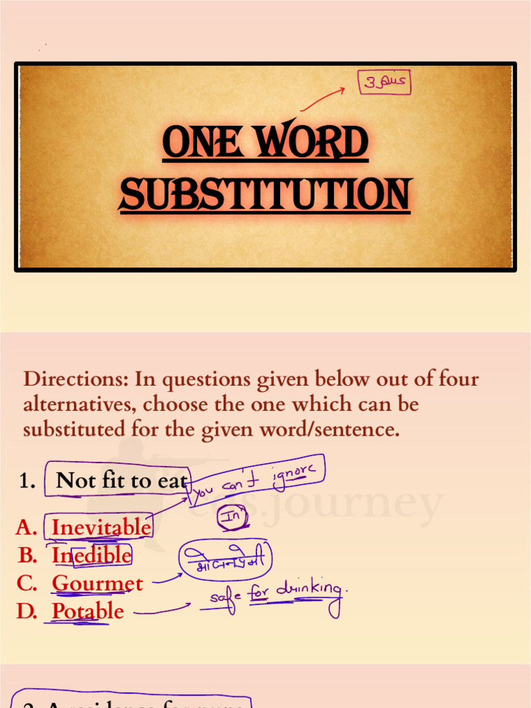 One Word Substitution Quiz Answers | PDF