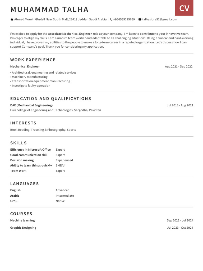 Talha CV | PDF