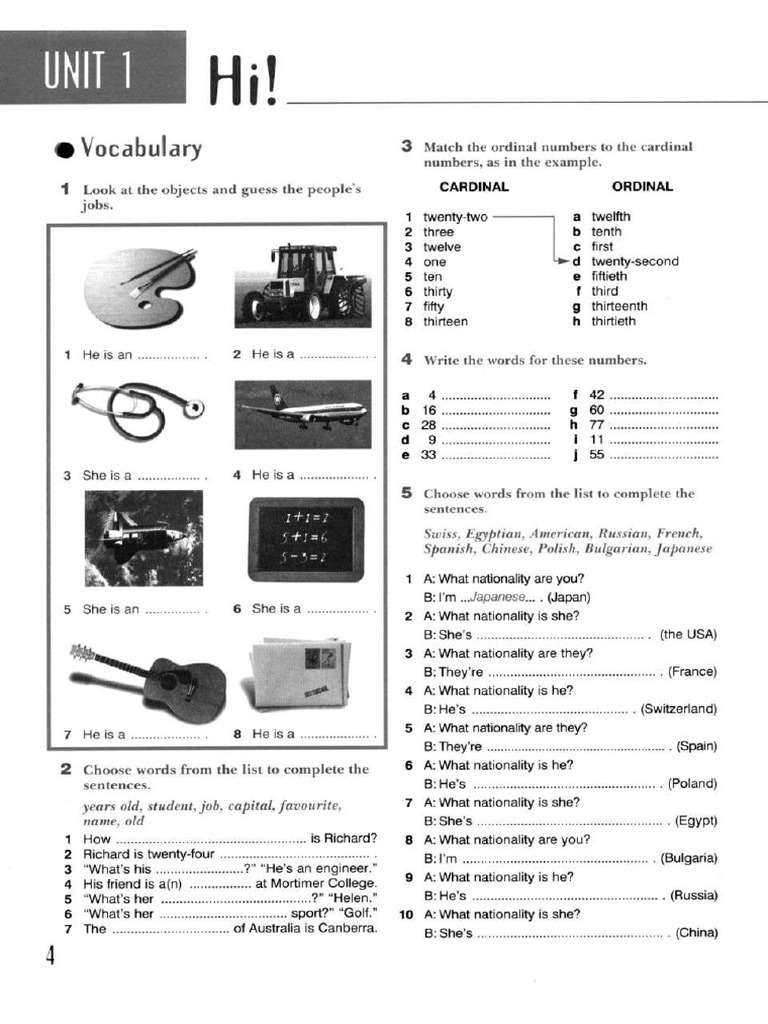 Workbook, Unit 1 | PDF