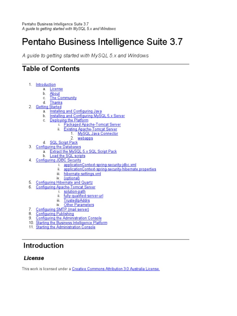 Pentaho 3 7 0 Windows And Mysql Pdf Java Programming Language My Sql 3357