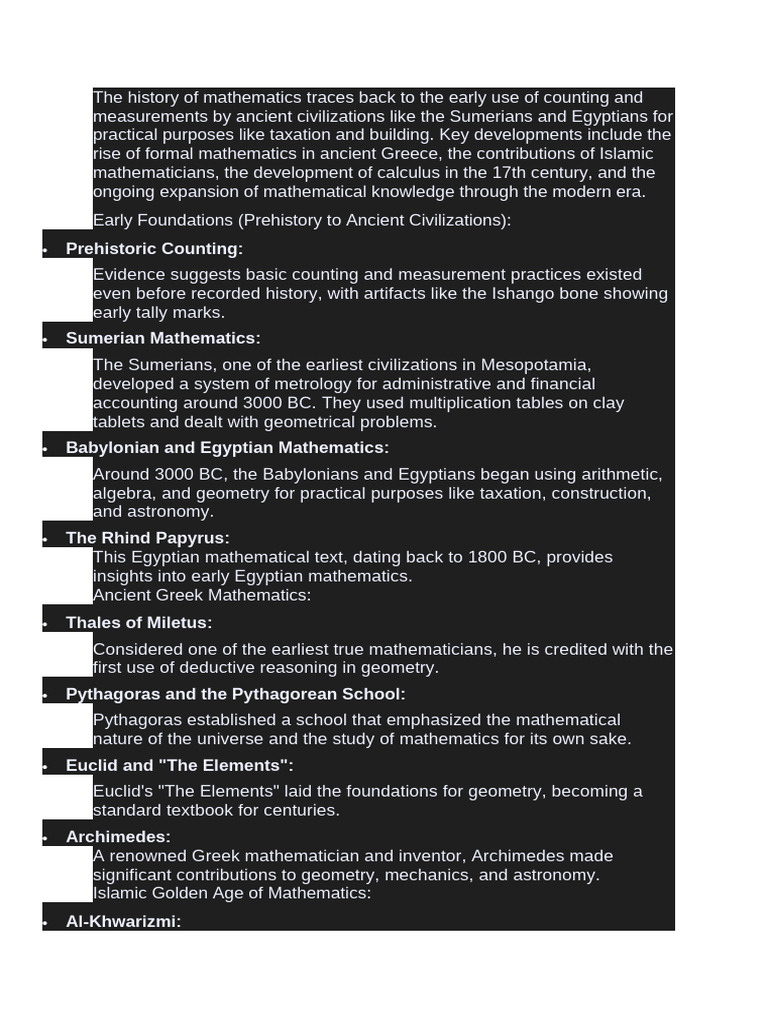 The History of Mathematics | PDF | Mathematics | Geometry