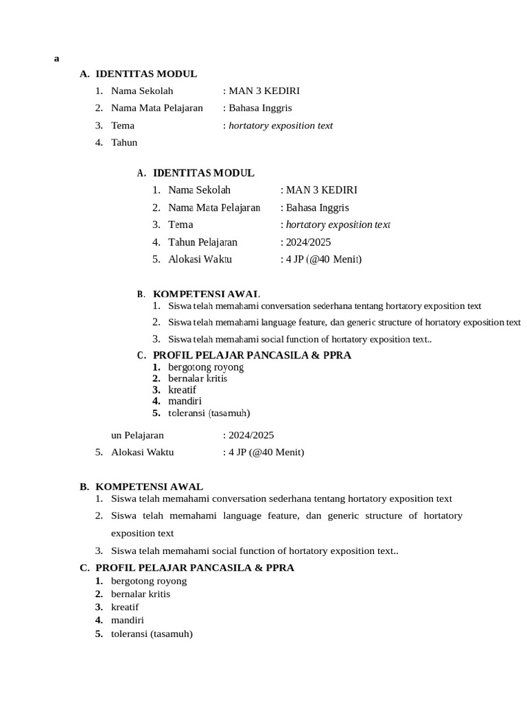 Pembelajaran Teks Hortatory Exposition | PDF