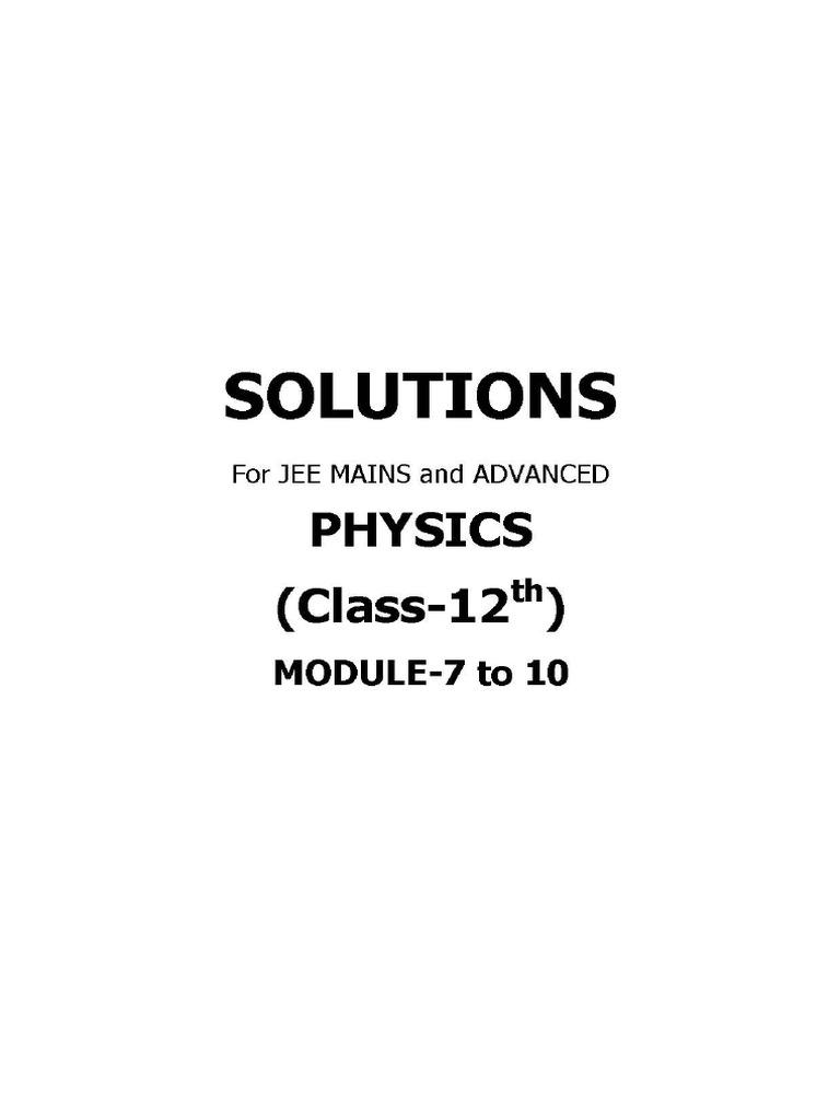 Solution (Physics) (Class XII) (IIT JEE) | PDF