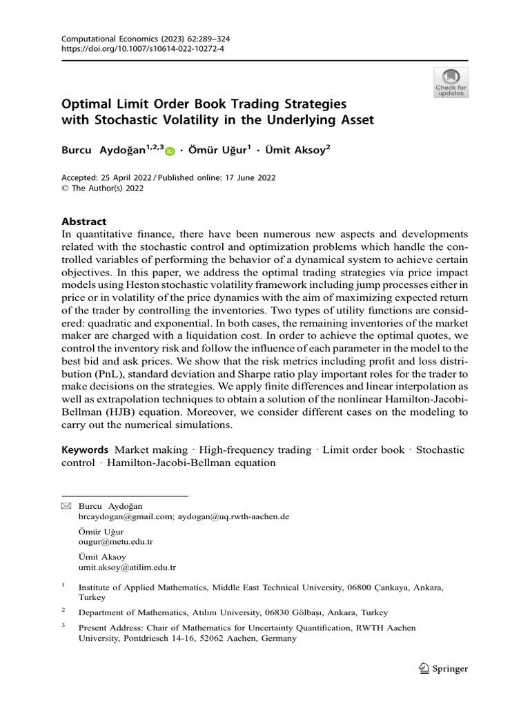 Strategies Order Book Trading | PDF | Volatility (Finance ...