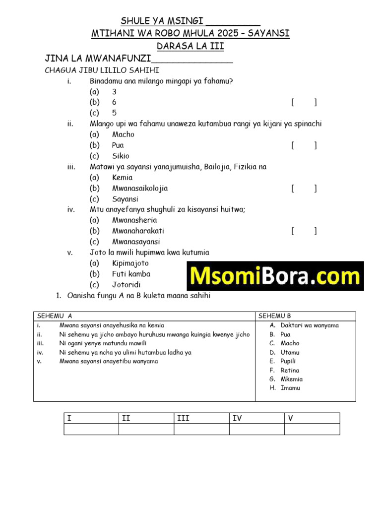 Sayansi Drs III April 2025 | PDF