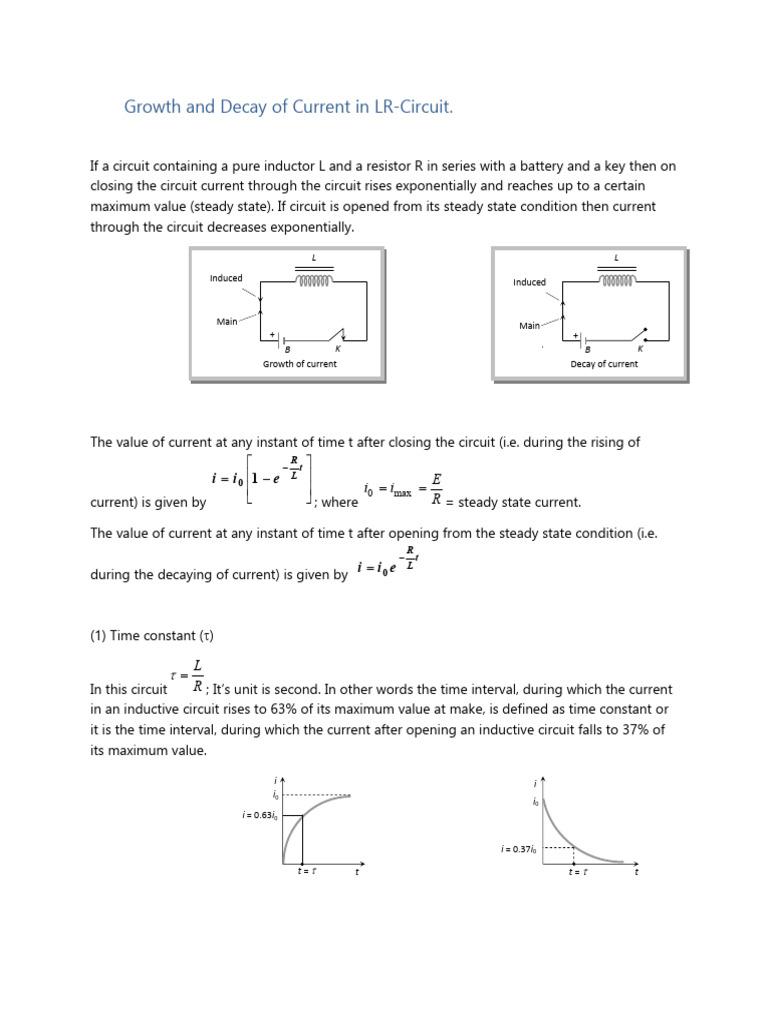 9 - JEE - Physics - Electro Magnetic Induction & Alternating Current - Growth and Decay of ...