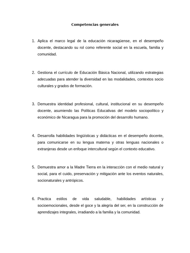 Competencias Generales | PDF