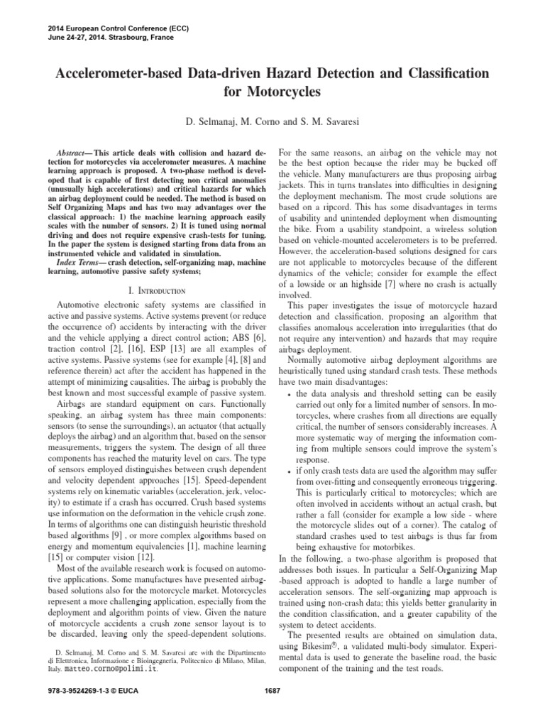 Accelerometer-Based Data-Driven Hazard Detection and Classification | PDF