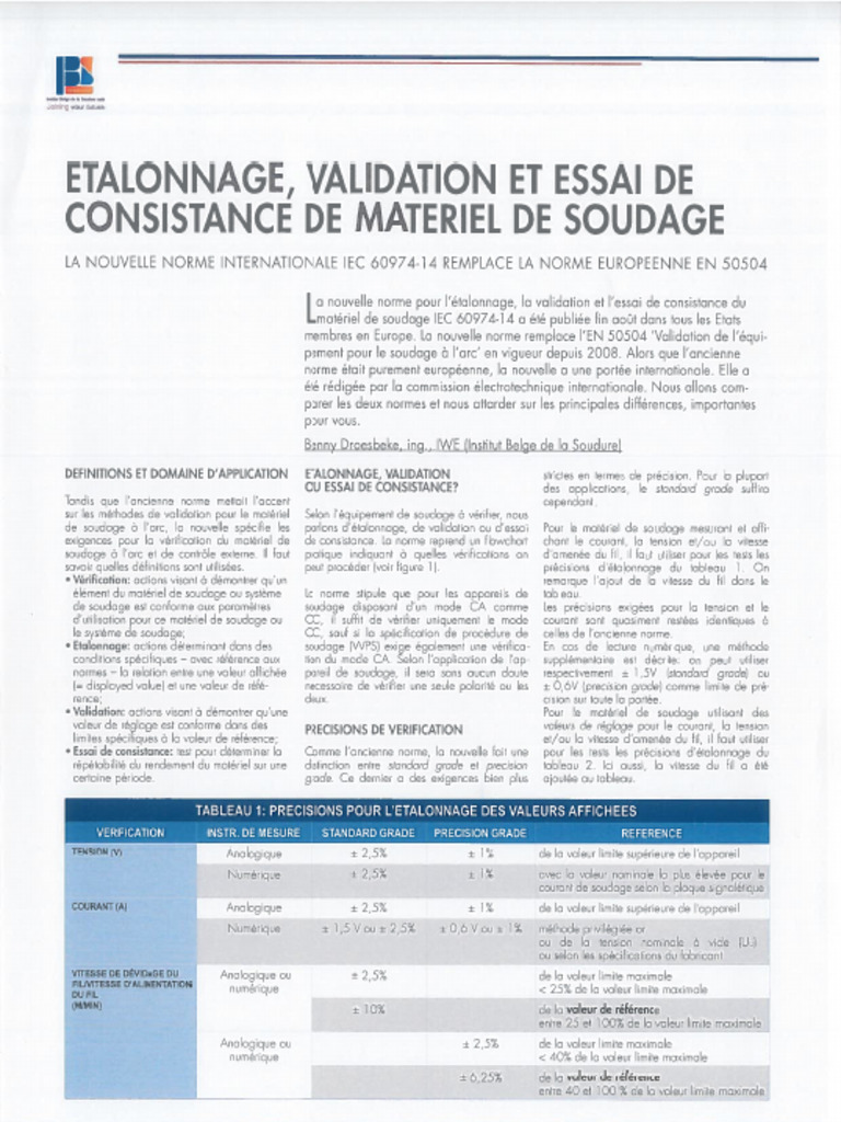 Etalonnage Et Soudage | PDF