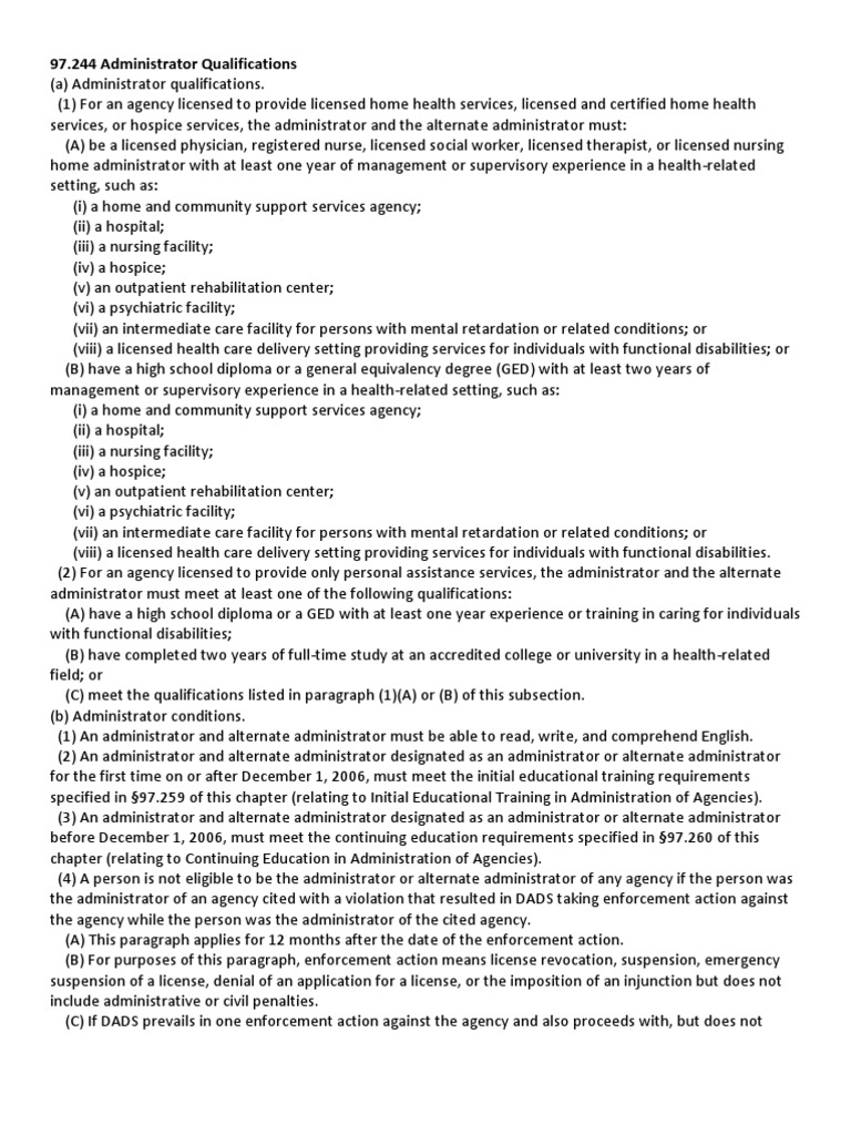 TX Administrator Requirements | PDF | Nursing Home Care | Nursing