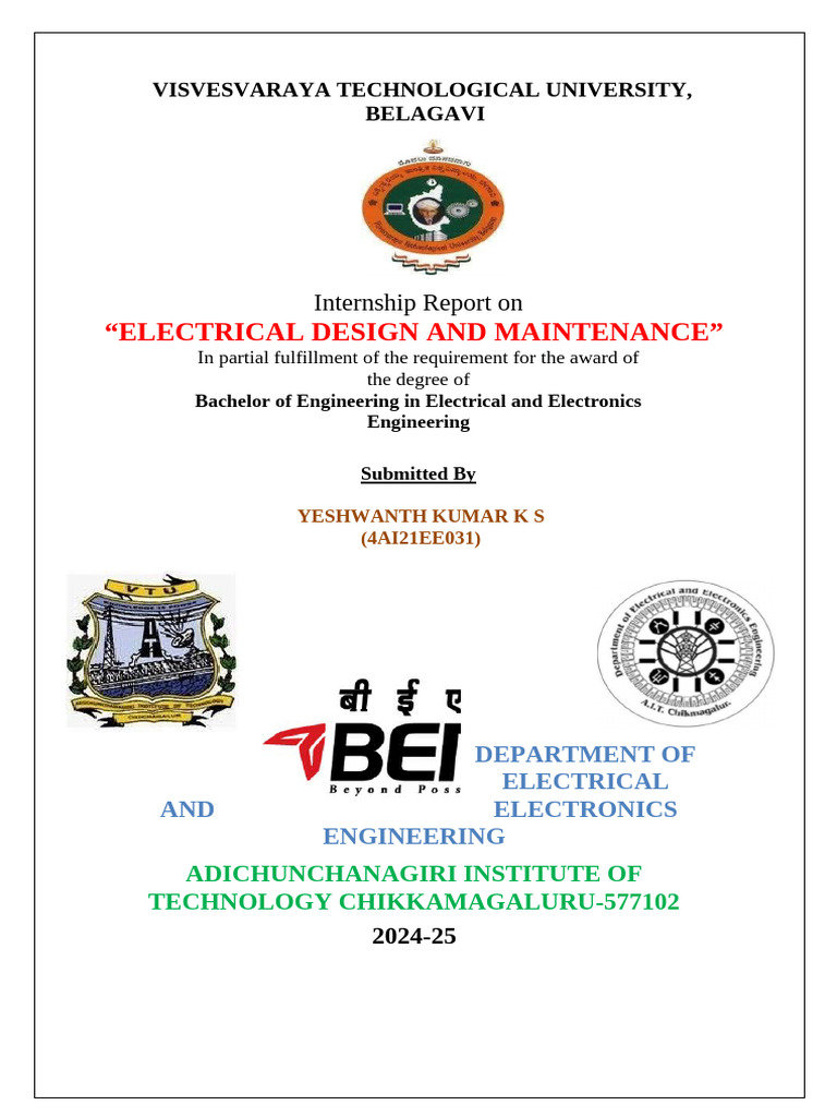 Electrical Design Internship Report | PDF