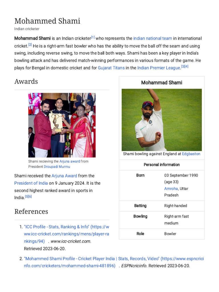 Mohammed Shami - Simple English Wikipedia, The Free Encyclopedia | PDF ...