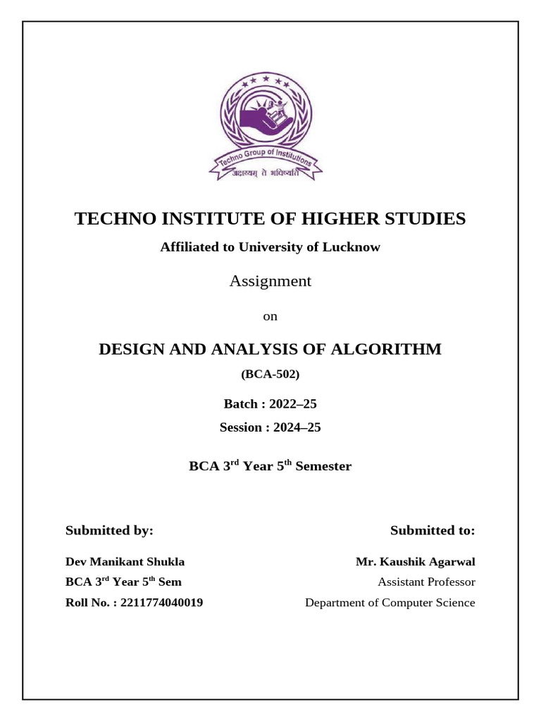 Dev DAA Assignment | PDF | Combinatorics | Computer Programming