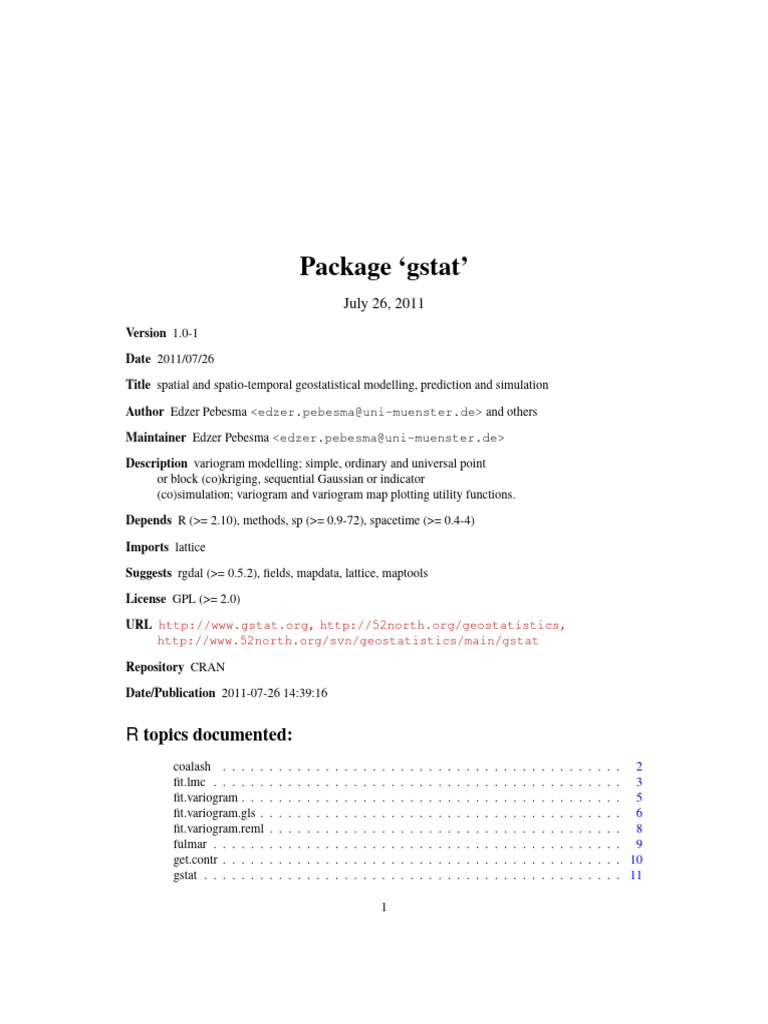 gstat manual | PDF | Least Squares | Matrix (Mathematics)